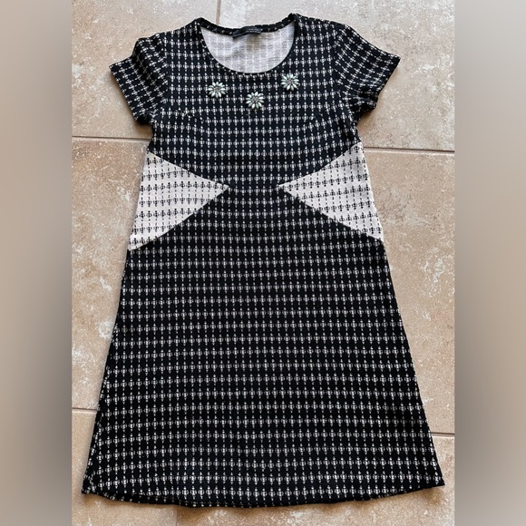 Zara | Dresses | Zara Wb Collection Blackwhite Checkered Sparkly Dress ...